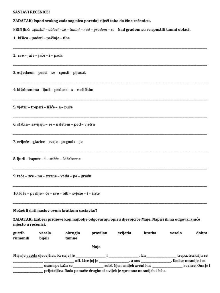 Zadaci - Hrvatski Za Strance | PDF