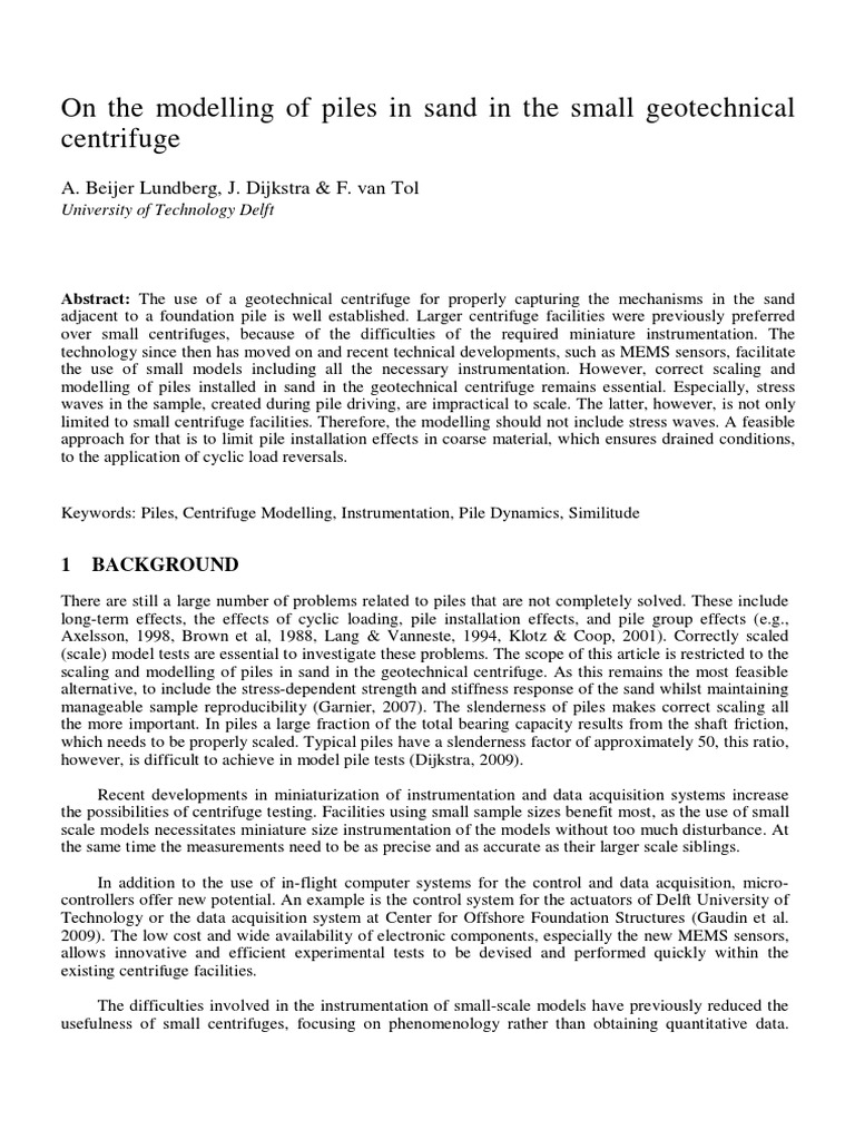 Beijer Lundberg-On The Modelling of Piles in Sand in The Small ... Beijer Lundberg-On The Modelling of Piles in Sand in The Small ...