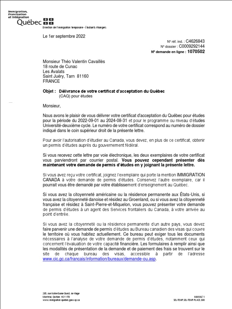 Lettre | PDF | Canada | Québec