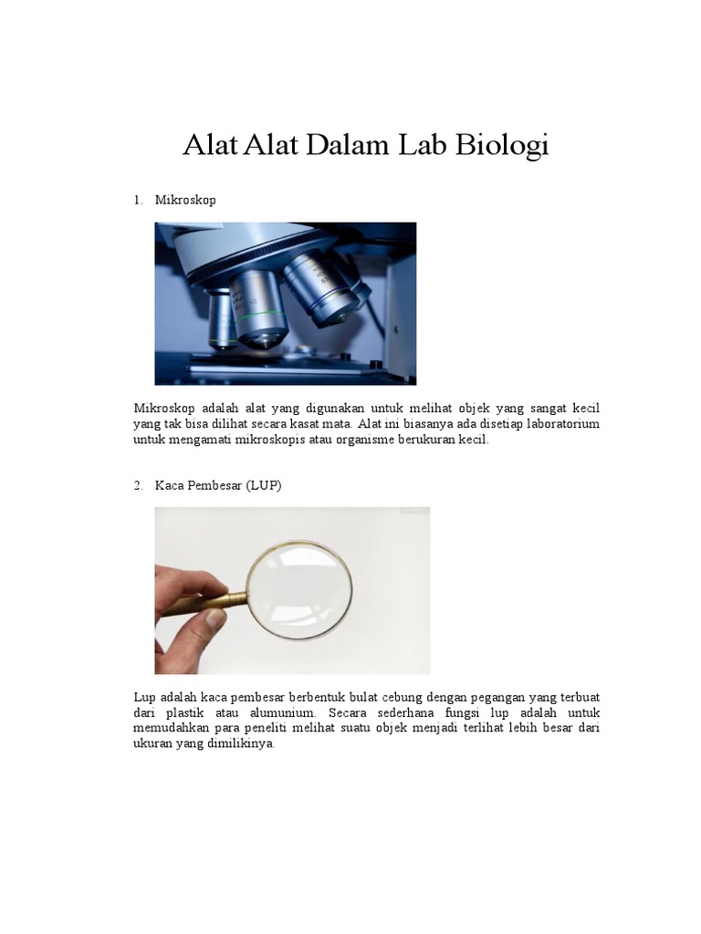 Alat Alat Dalam Lab Biologi | PDF