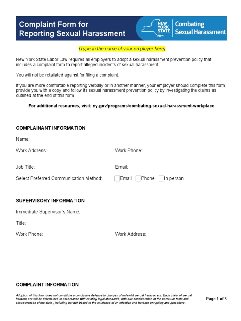Combat Harassment Complaint Form | PDF | Sexual Harassment | Complaint