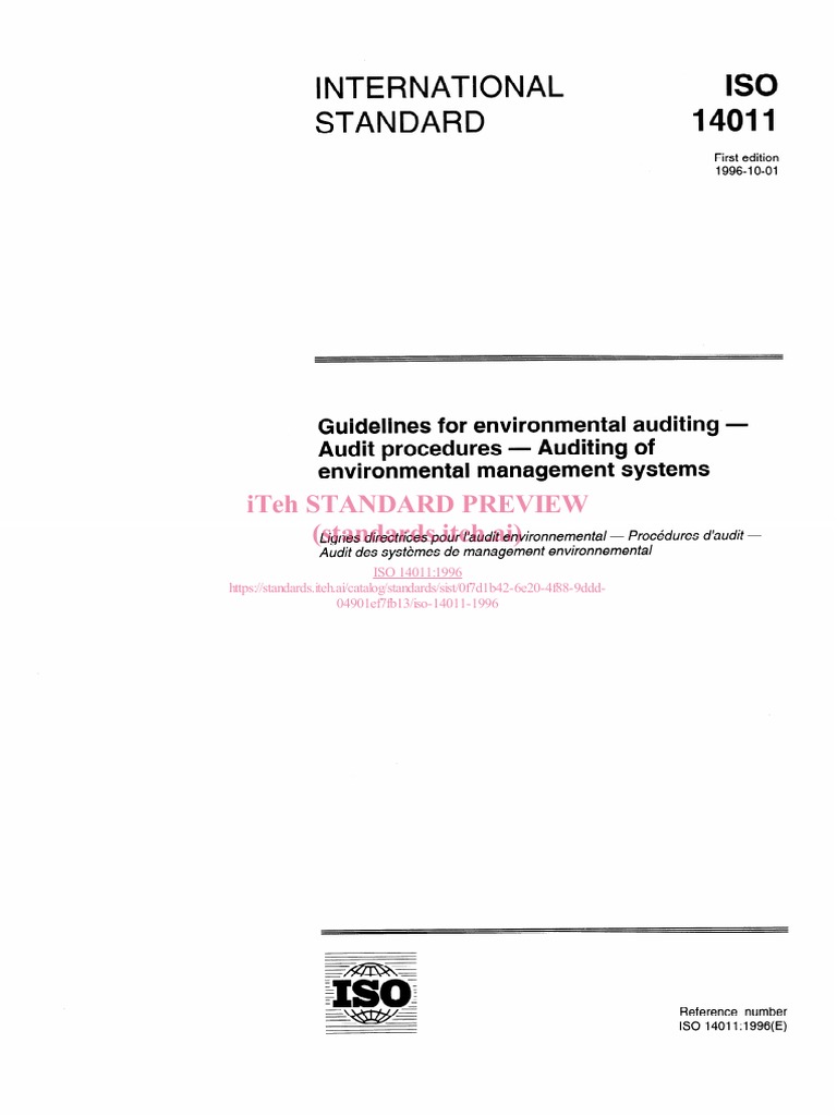 Iso 14011 1996 | PDF | Audit | International Organization For ...