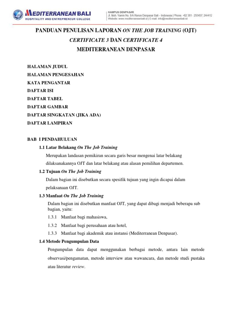2 Panduan Penulisan Laporan OJT | PDF