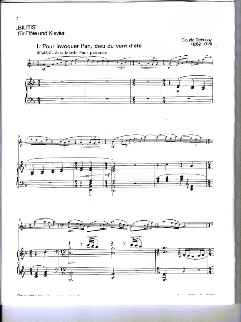 Bilitis For Flute and Piano | PDF