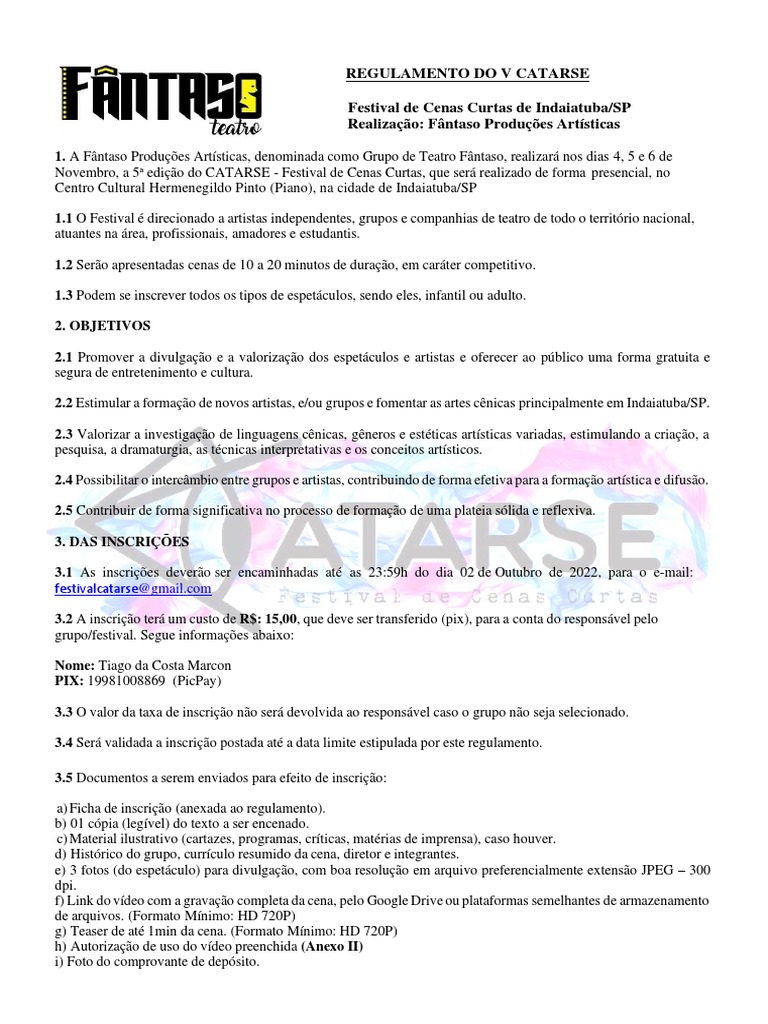Edital Catarse Indaiatuba 2022 | PDF | Teatro