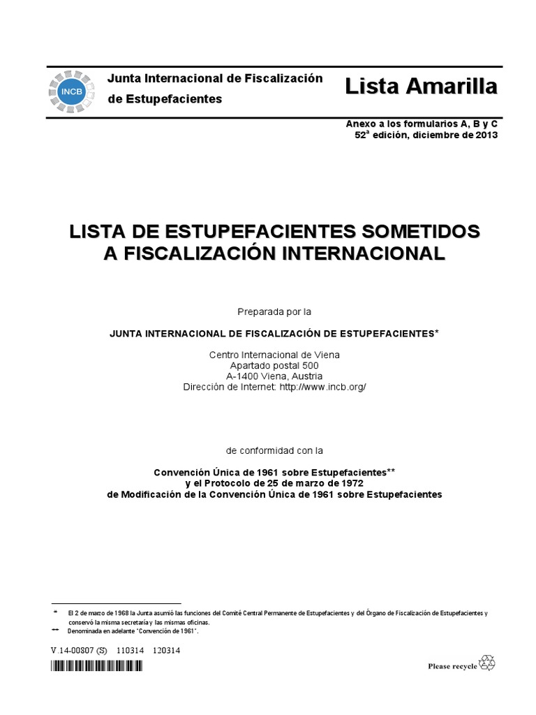 Lista Amarilla de La Jife | PDF | Morfina | Opioide