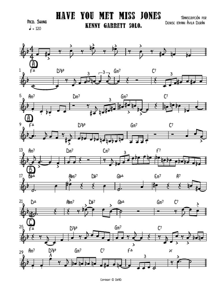 Have You Met Miss Jones - Transcripción Kenny Garrett | PDF