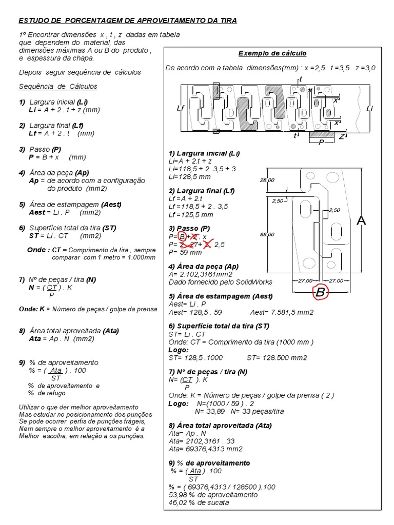 Cálculo da porcentagem de aproveitamento de chapas metálicas através de ...