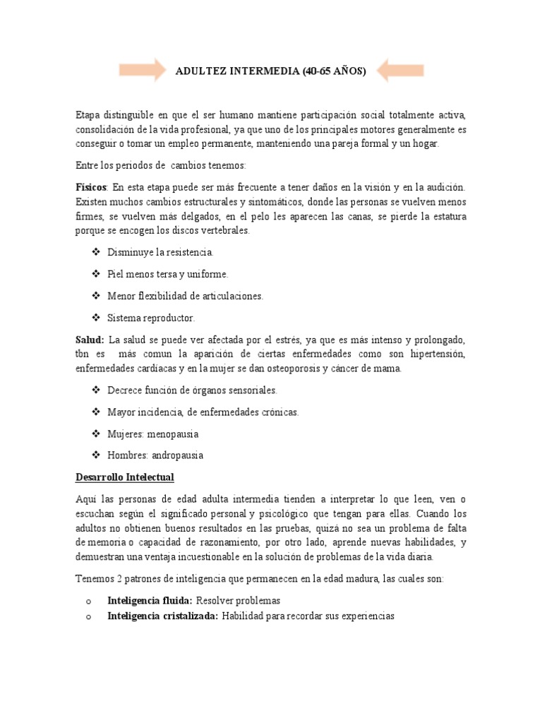 S ADULTEZ INTERMEDIA | PDF | Adultos | Conceptos psicologicos