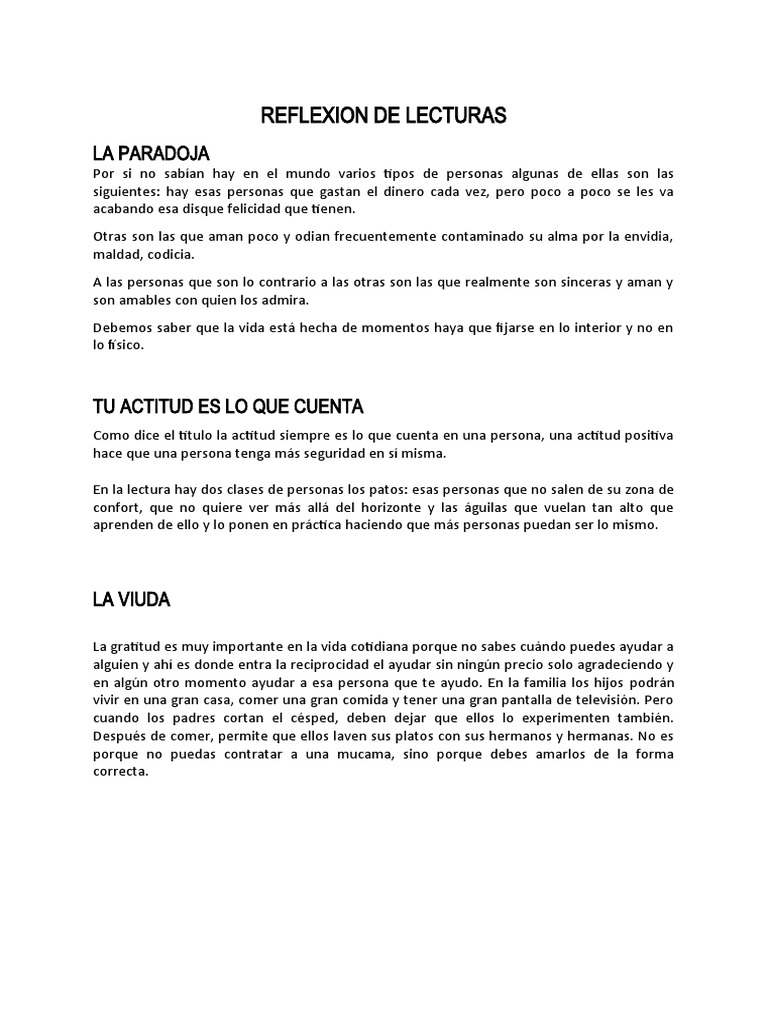 Lecturas de Reflexió 5-9 | PDF | Relaciones personales, crianza y ...