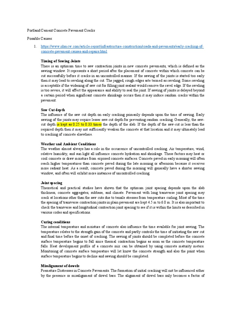 Portland Cement Concrete Pavement Cracks | PDF | Concrete | Road Surface