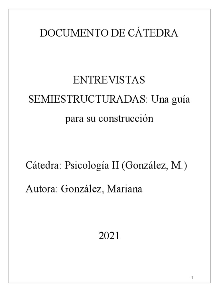 Documento de Catedra 4. Entrevistas Semiestructuradas | PDF ...