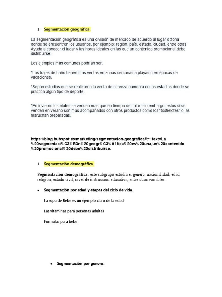 Variables de Segmentación de Mercado | PDF