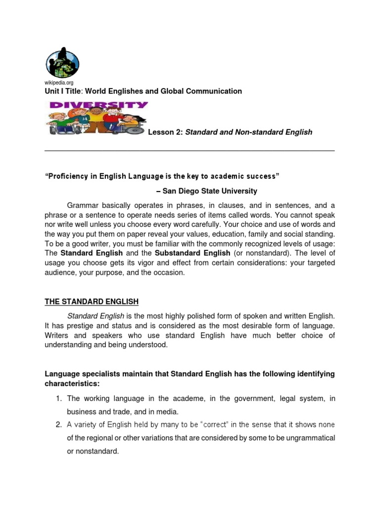 Standard vs Non-Standard English Guide | PDF | English Language | Grammar