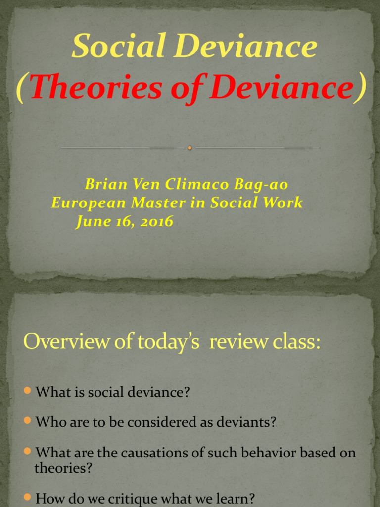 Deviancy in Human Behavior | PDF | Deviance (Sociology) | Social Status