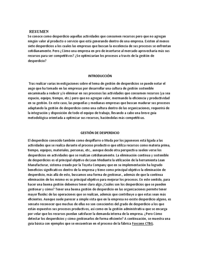 Los 7 Desperdicios | PDF | Lean Manufacturing | Business