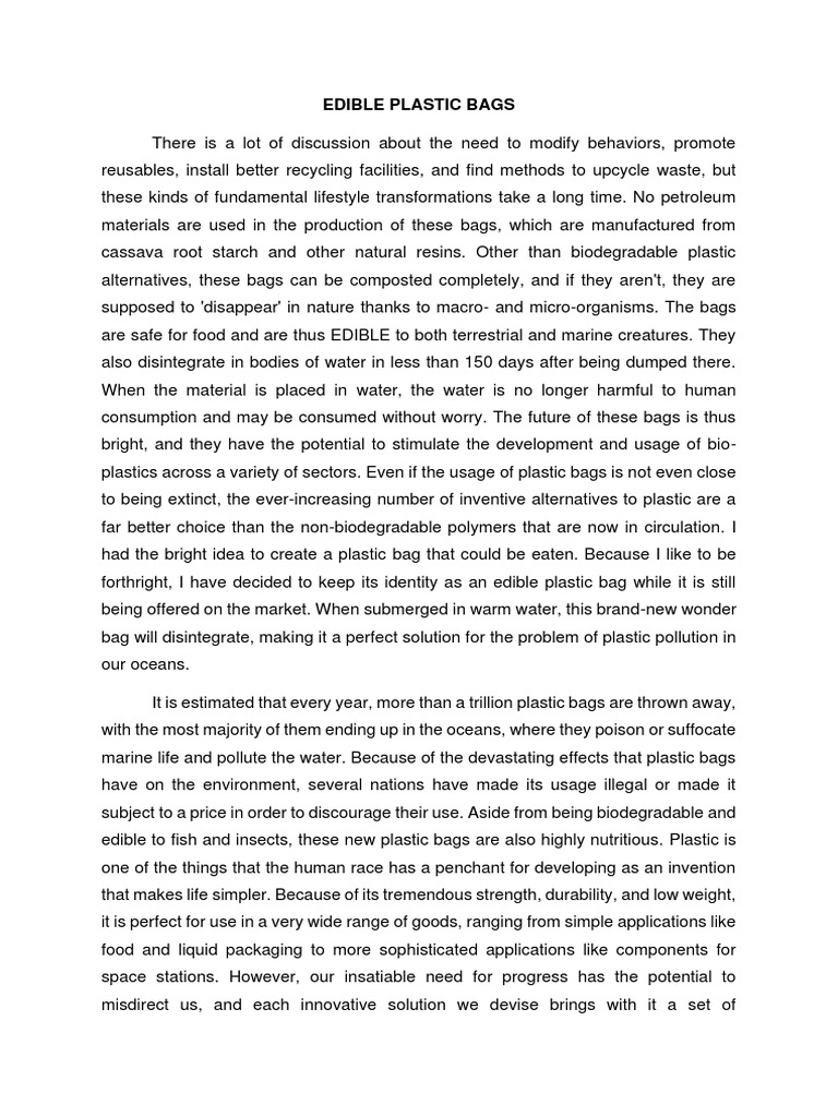 Edible Plastic Bags | PDF | Plastic | Biodegradation