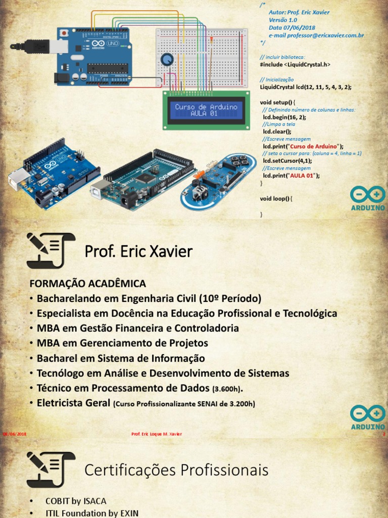 Aula 01 Arduino Versão 01 Pdf Arduino Informática