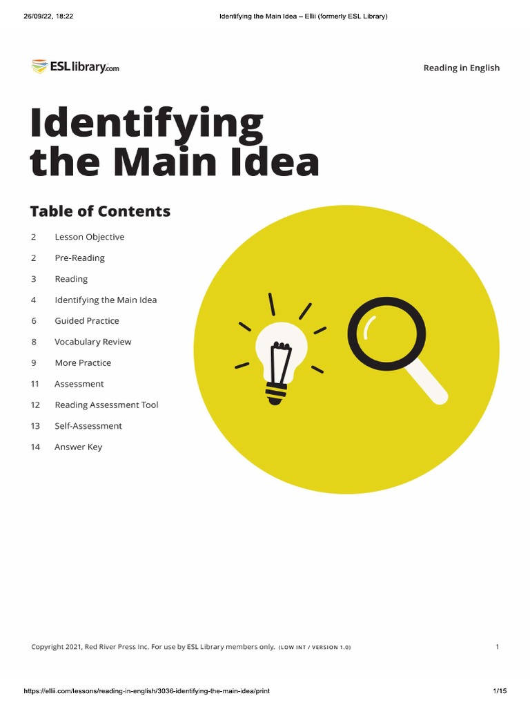 Identifying The Main Idea | PDF