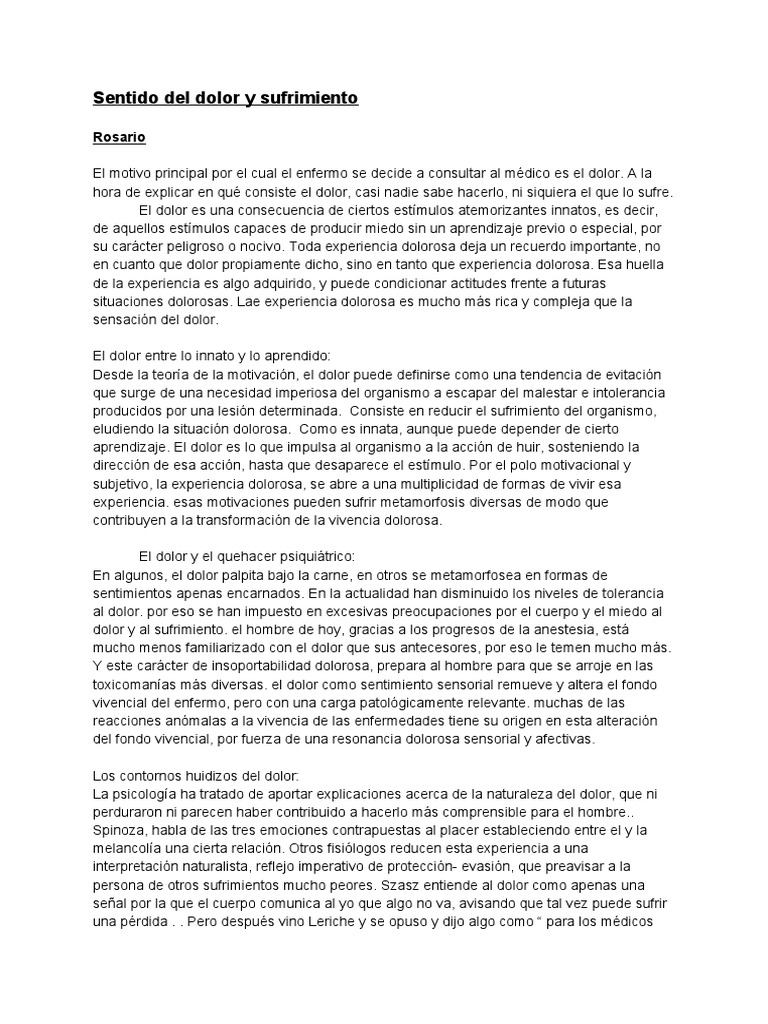 Sentido Del Dolor y Sufrimiento | PDF | Felicidad | Dolor