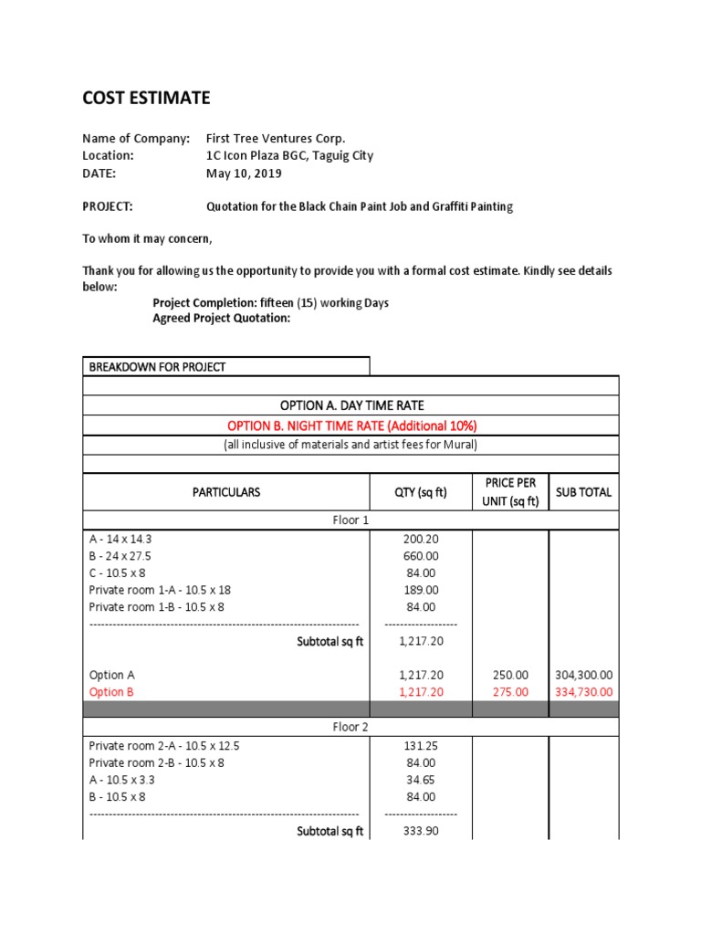 First Tree Ventures Corp. - Quotation | PDF | Fee | Economies