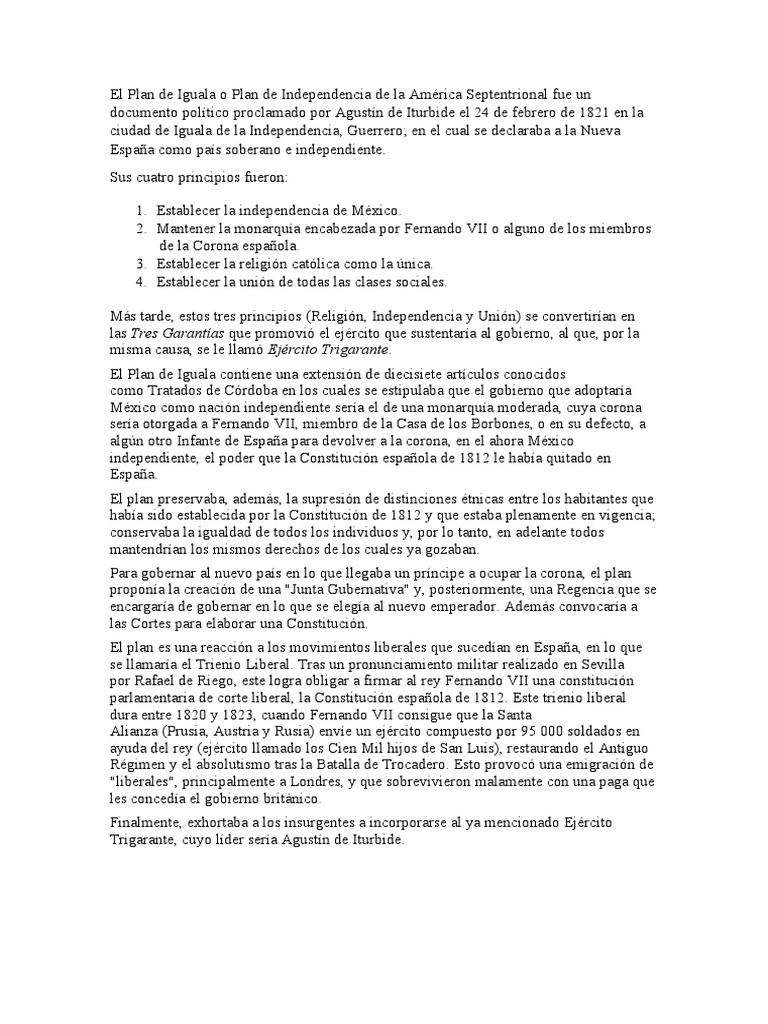 Plan de Iguala | PDF | Gobierno de españa