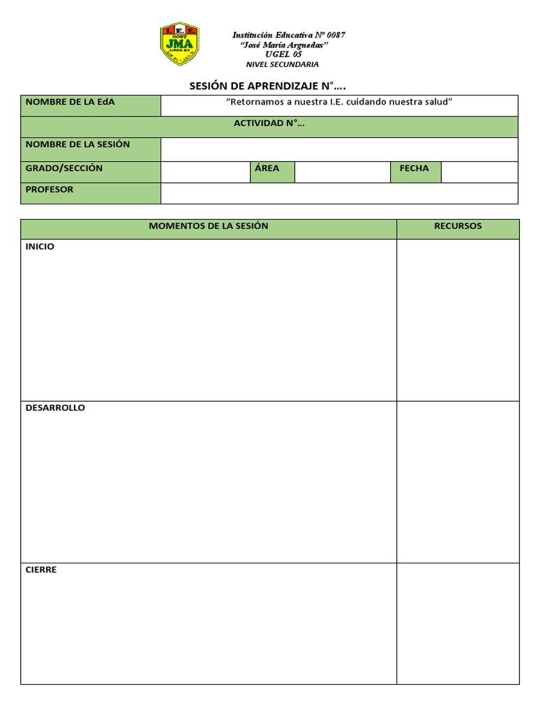 FORMATO Sesion de Aprendizaje | PDF