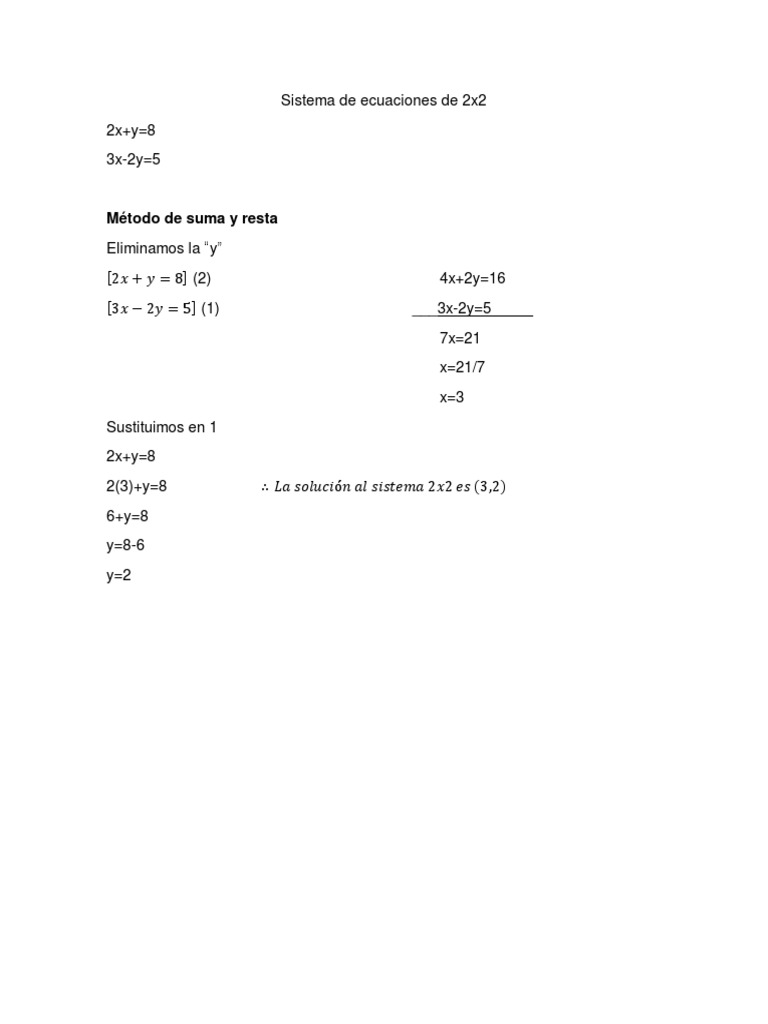 Resolver sistemas 2x2: suma y sustitución | PDF