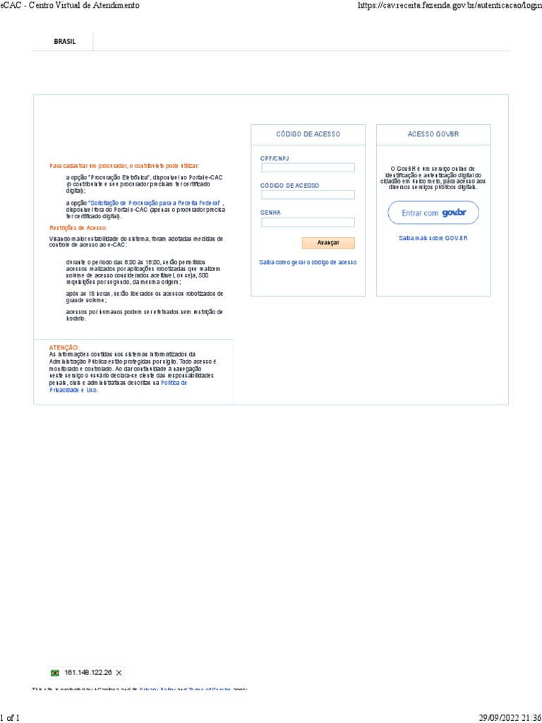 eCAC - Centro Virtual de Atendimento | PDF | Autenticação | Era da ...