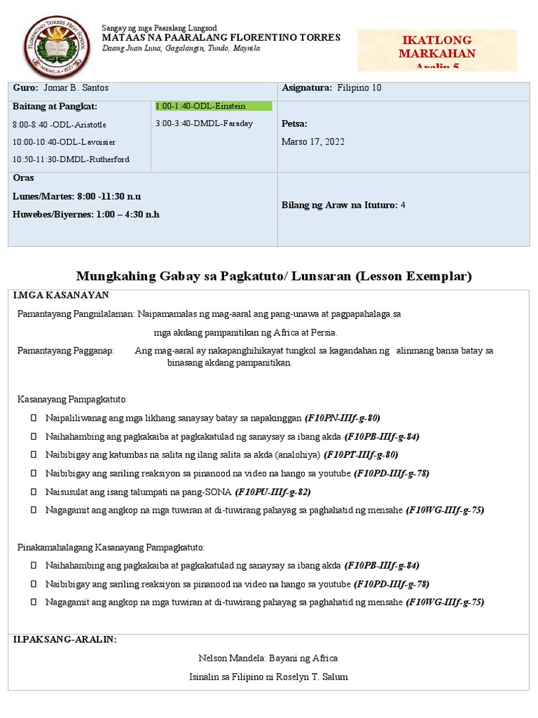 Sample Lesson Exemplar3 | PDF