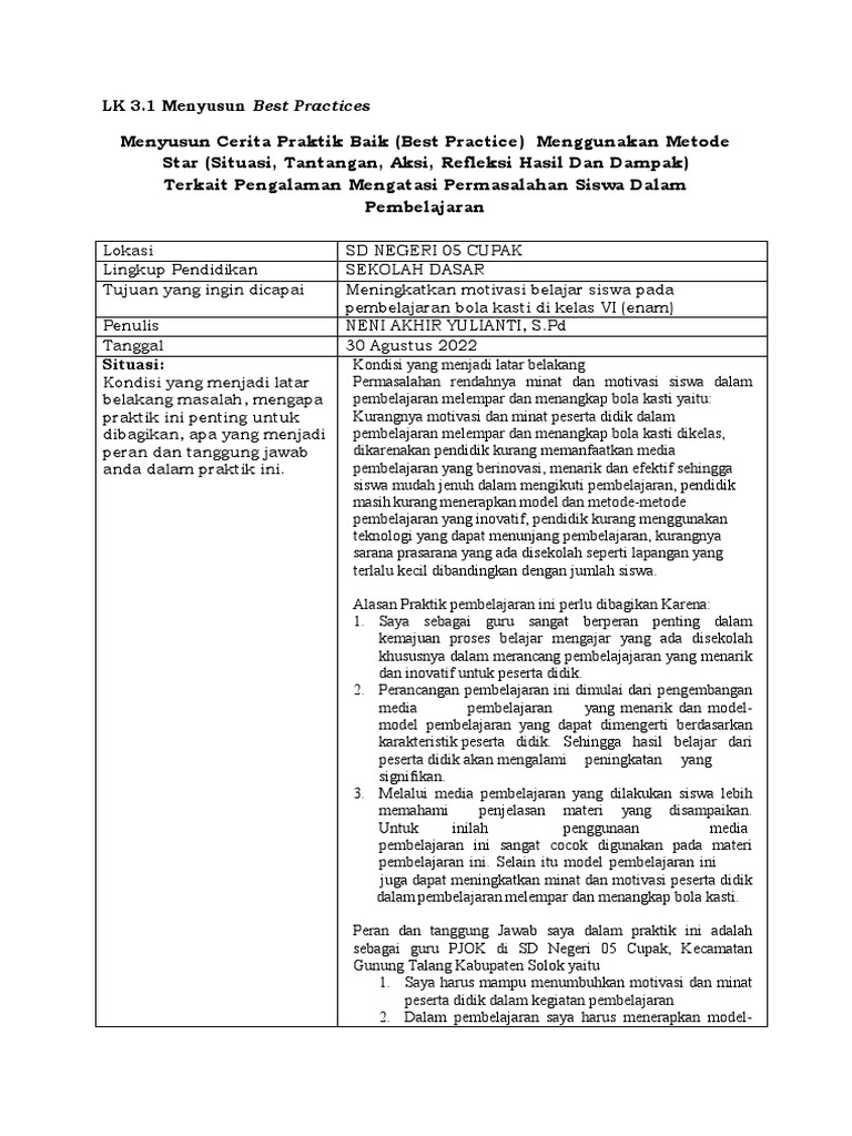 LK 3.1 Menyusun Best Practices | PDF