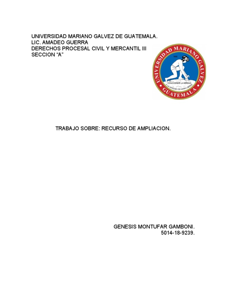 Recurso de Ampliación | PDF | Sentencia (ley) | Ley procesal