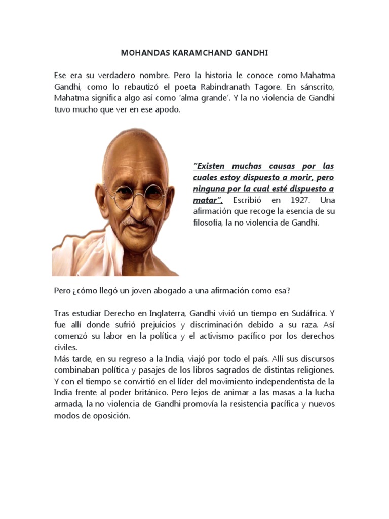 Ficha De Trabajo De La Película Gandhi