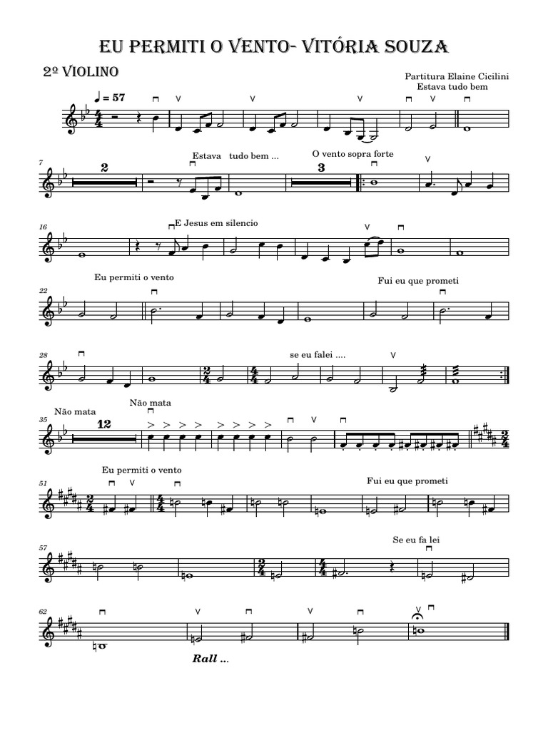 Eu - Permiti - o - Vento - Vitória - Souza Arranjo para Violino 2 | PDF