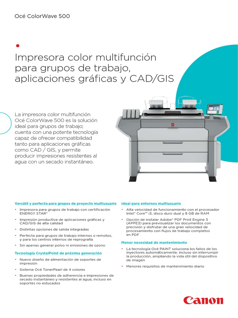 CN Oce Colorwave 500 | PDF | Escáner de imagen | Impresora (Computación)
