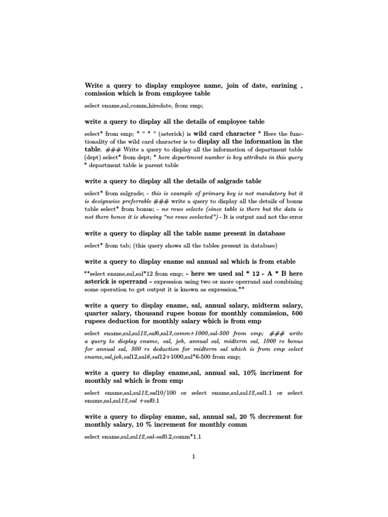 DQL Queries | PDF | Data | Information Technology Management