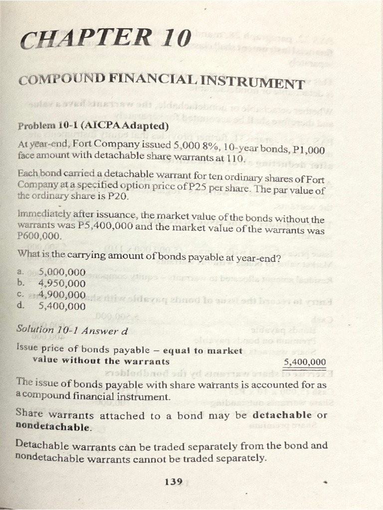 Chap 10 - Compound Financial Instrument | PDF