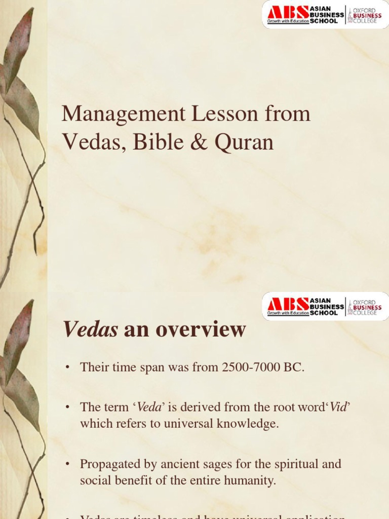 BECG Session - 3 - Vedas, Bible & Quran | PDF | Vedas