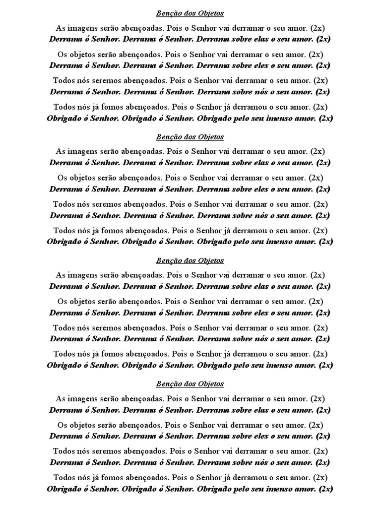 Oração De Bênção Sobre Objetos Pessoas E O Amor De Deus Pdf Louvor
