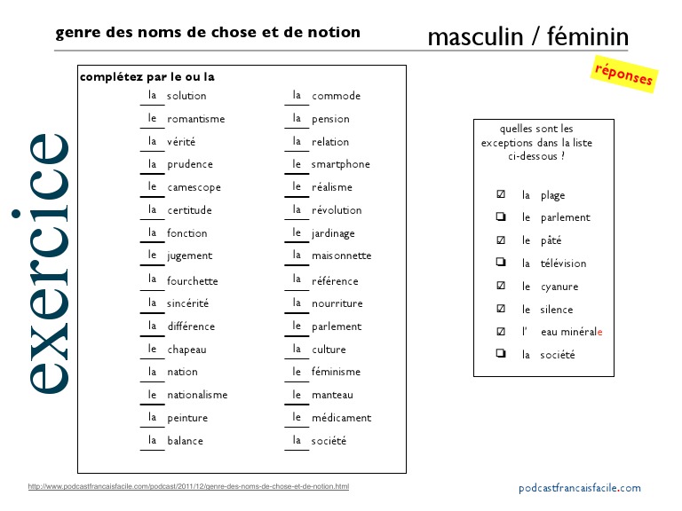 Genre des noms : masculin et féminin | PDF | Femme | Sexe