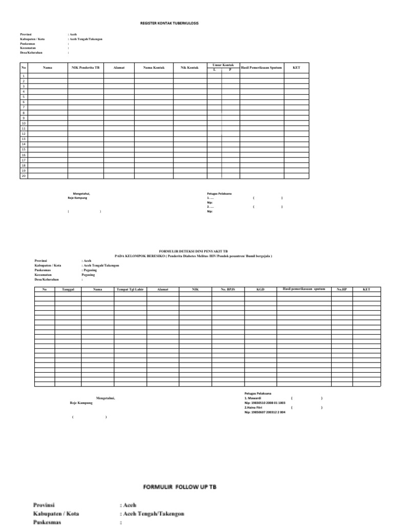 Formulir TB Puskesmas | PDF