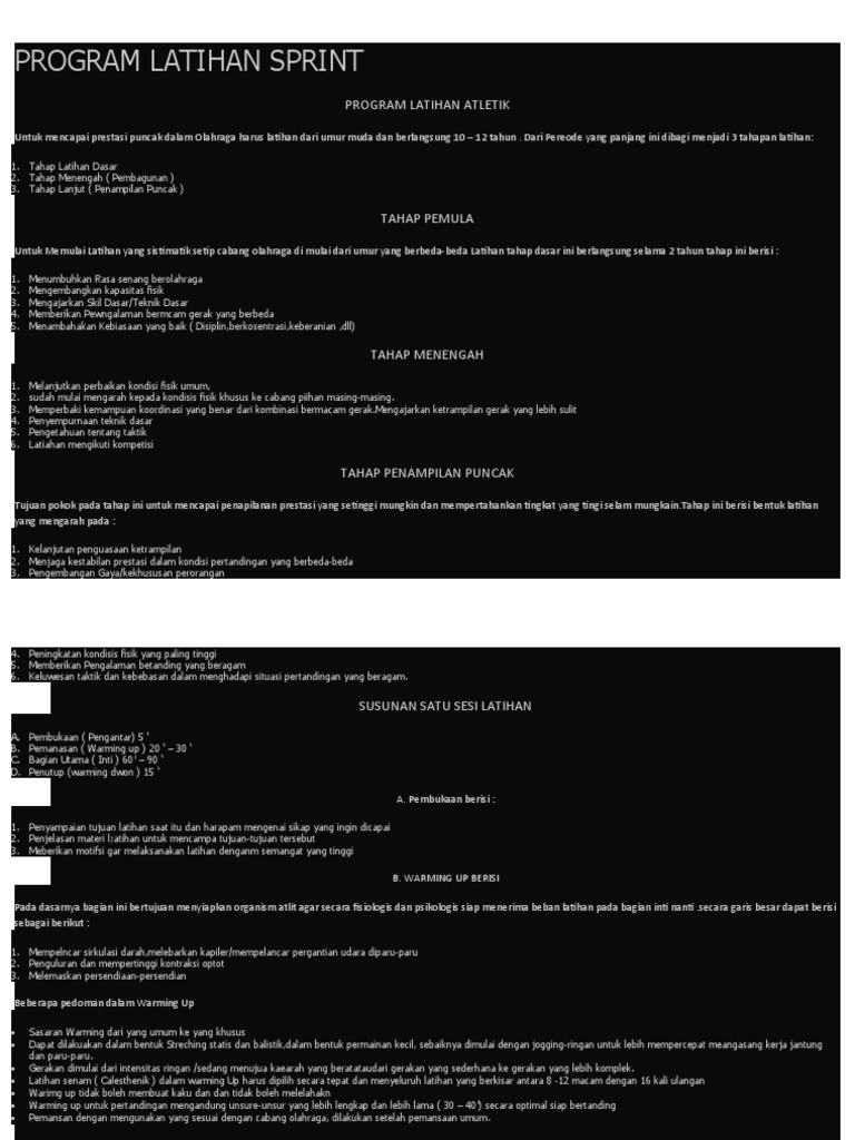 Program Latihan Sprint Atletik | PDF