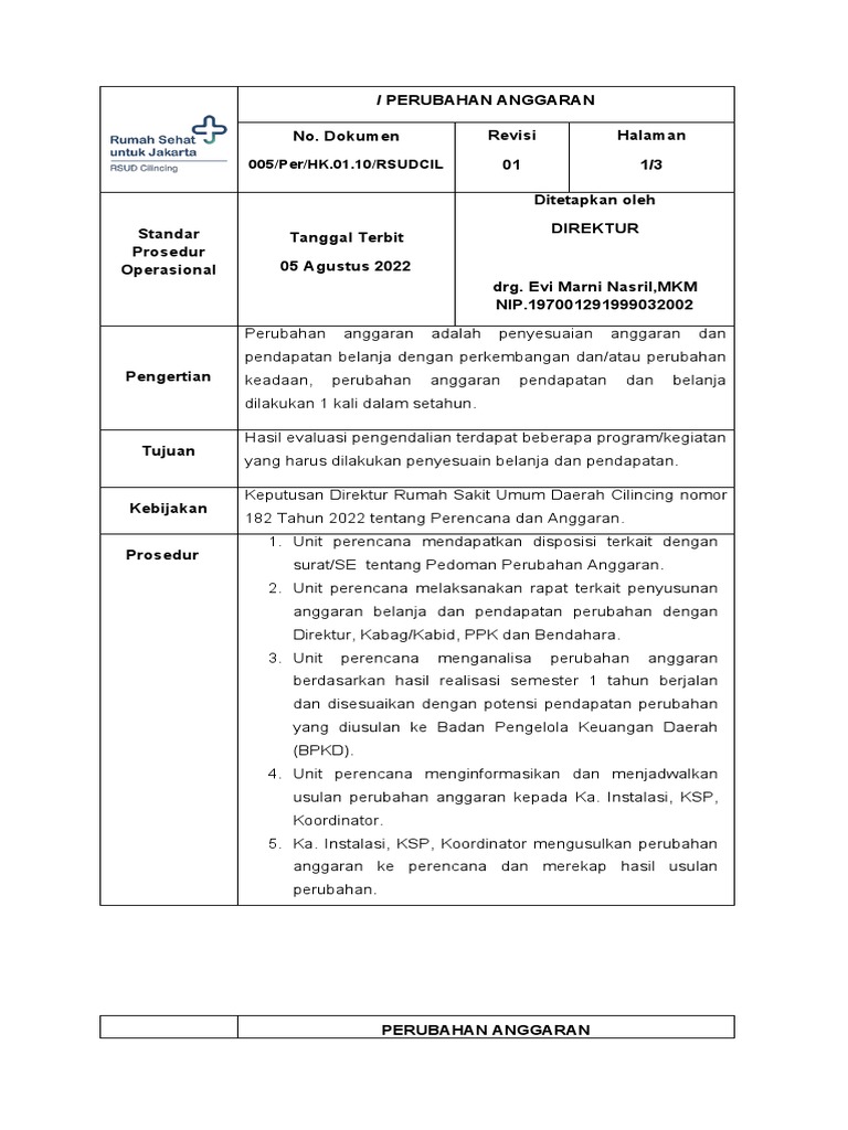 Spo Perubahan Anggaran | PDF