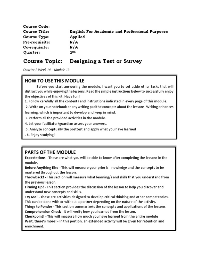 Eapp Module3 2QW5 | PDF | Survey Methodology | Questionnaire