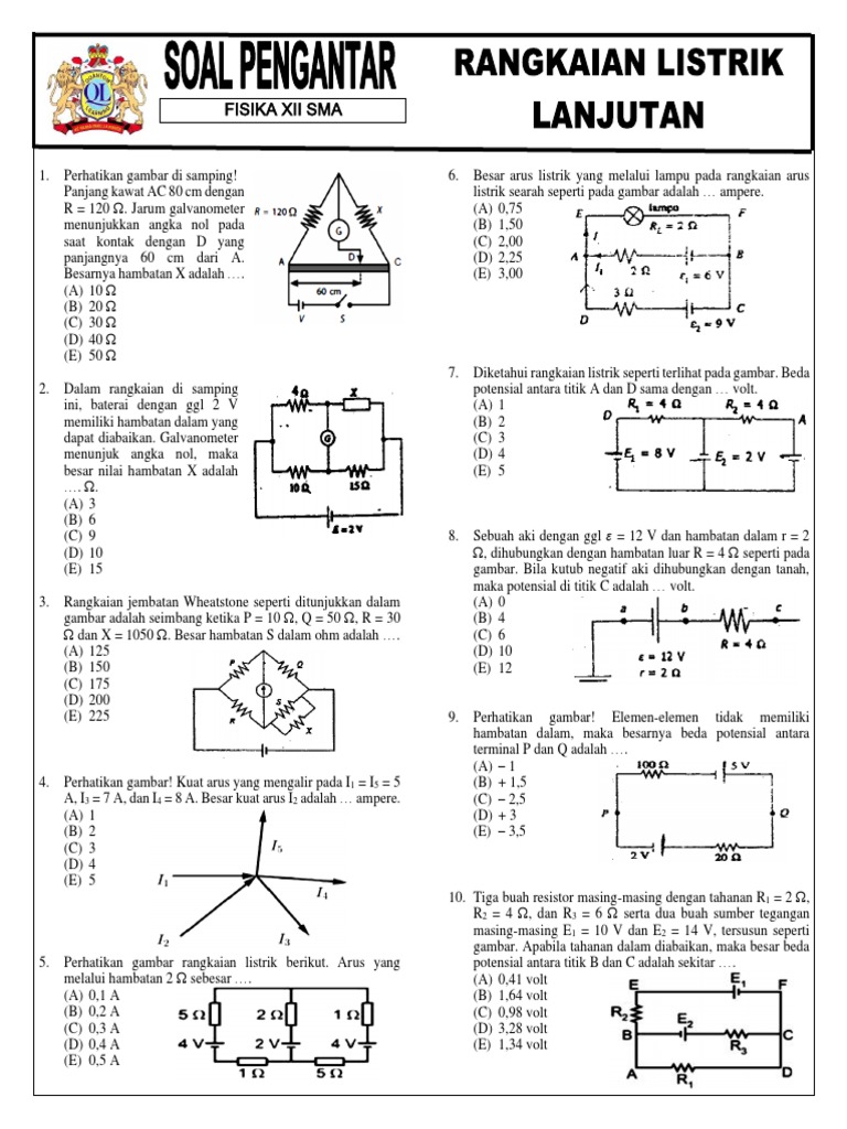 Soal Rangkaian Listrik Kelas 12 | PDF