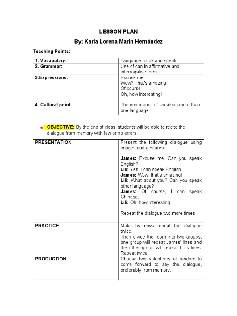 LESSON PLAN Audio Lingual | PDF