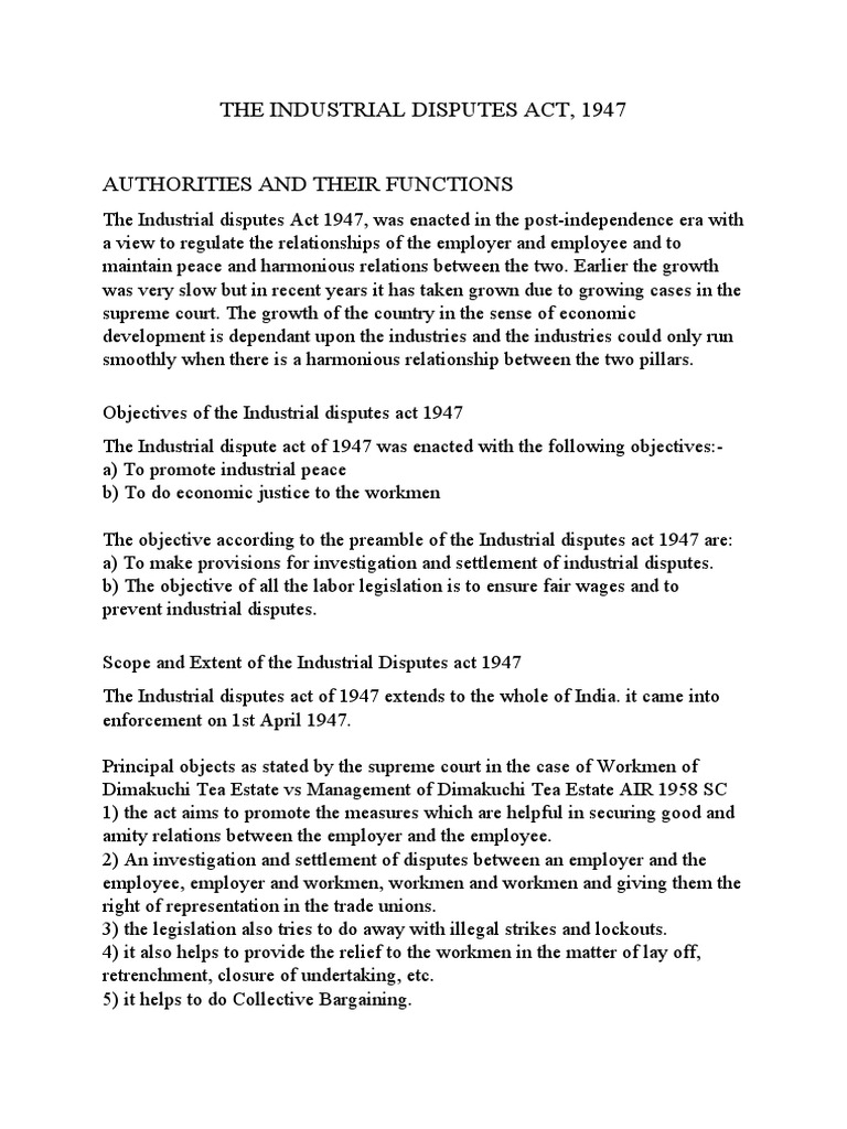 Overview of Industrial Disputes Act 1947 | PDF | Strike Action | Tribunal