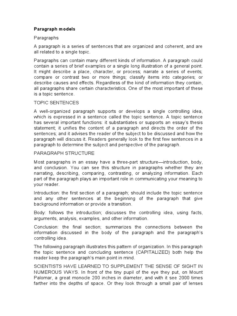 Paragraph Models | PDF | Essays