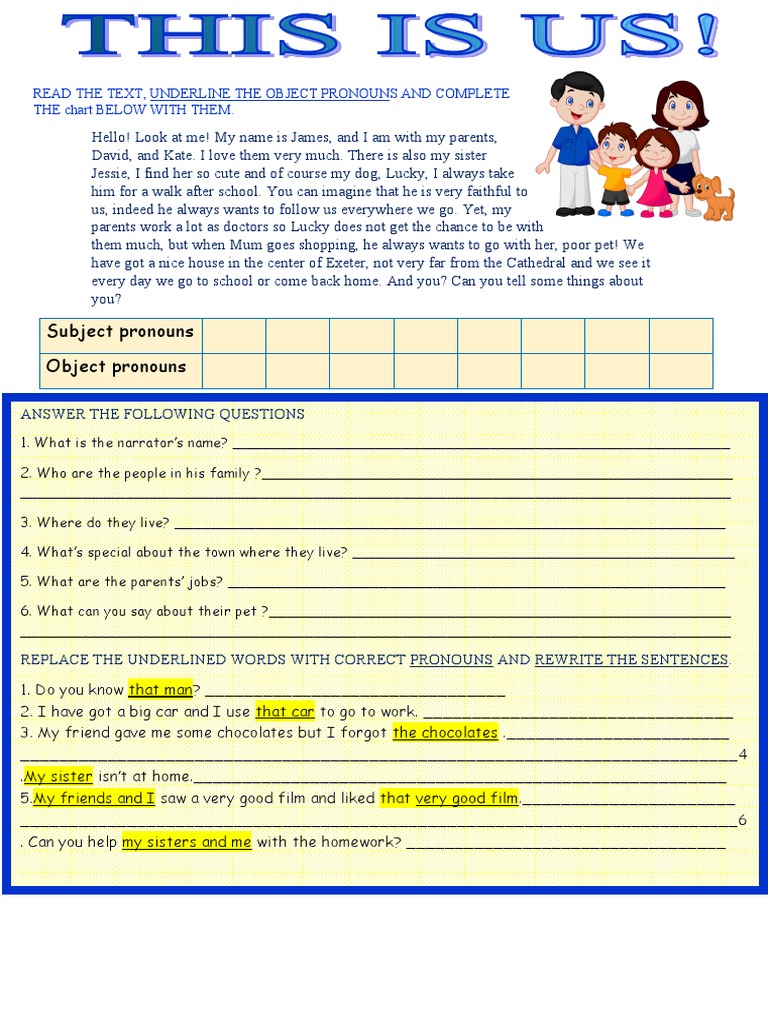 Object Pronouns Practice Worksheet | PDF