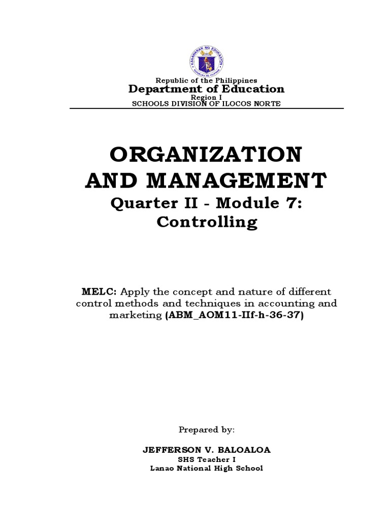 Organization and Management 11 Q2 Week14 MELC14 MOD Baloaloa, Jefferson | PDF | Benchmarking ...